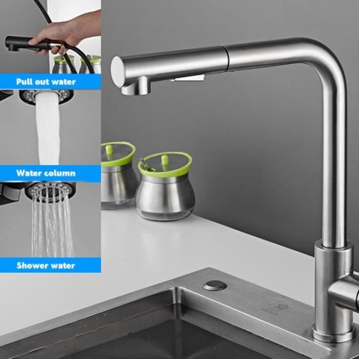 Robinet cuisine extensible avec deux modes chaude et froide pour évier ...