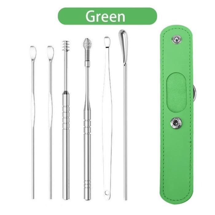 Vert-Kit de nettoyage des oreilles, 6 pièces, pour retirer le cérumen ...