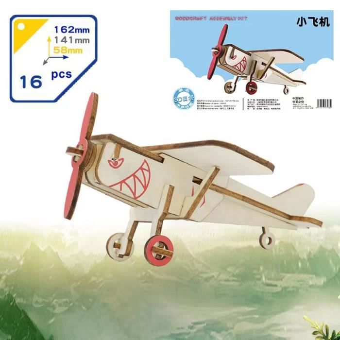 Avion de couleur Kit d'assemblage en bois 3D, jouets animaux Flamingo ...