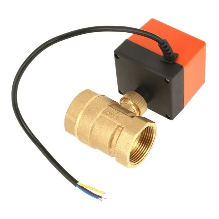 HURRISE vanne motorisée 1 pc AC 220 V G1-1 / 4 DN32 2 voies 3 fils contrôle 2 points en laiton ...