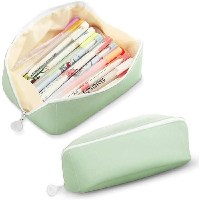 Trousse à crayons en cuir PU - Autrement - Grande capacité - Vert ...