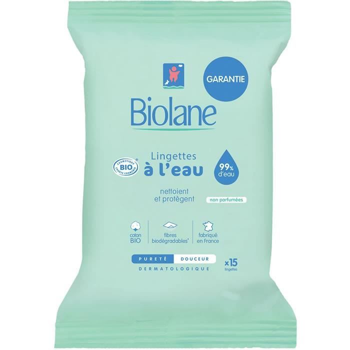 LOT DE 8 - BIOLANE : Lingettes nettoyantes pocket bio 15 lingettes ...