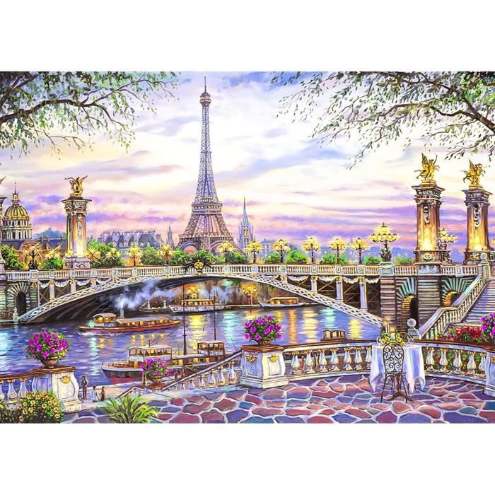 Pont Des Fleurs Paris Tour Eiffel Diamond Painting Kit Complet, Ronde ...