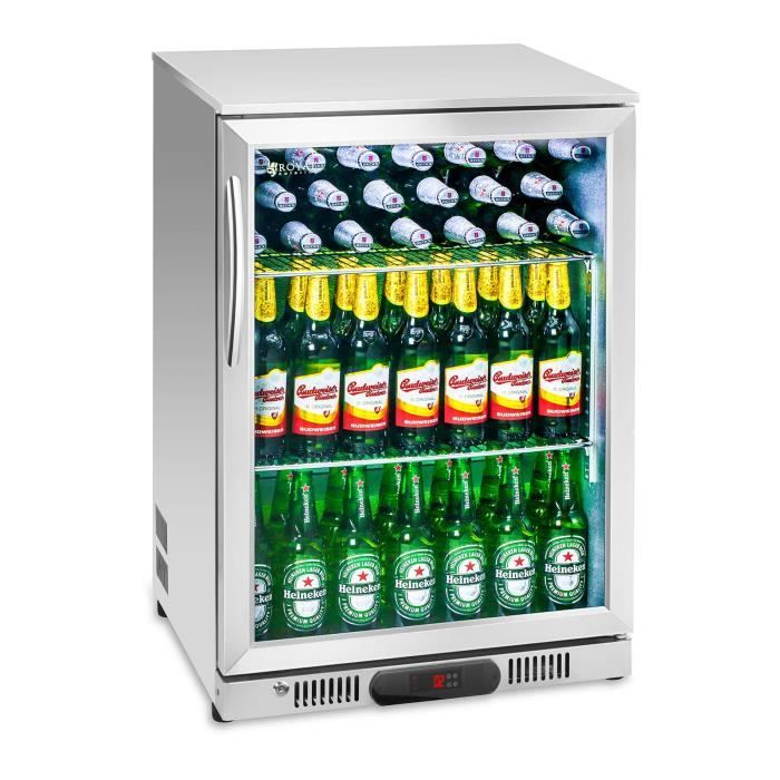 Frigo Boisson Mini Frigo Mini Bar Mini Réfrigérateur Vitrée 138 L Acier ...