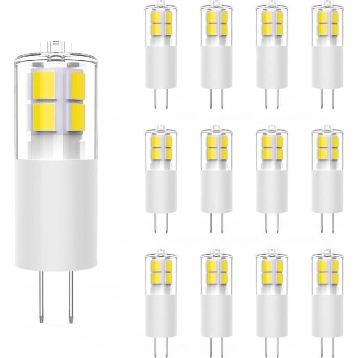 Ampoules Led G4 Blanc Froid 6000K 12V Ac-Dc Non Dimmable,12Pcs G4 Led Bi Pin Base-3W G4 Led ...
