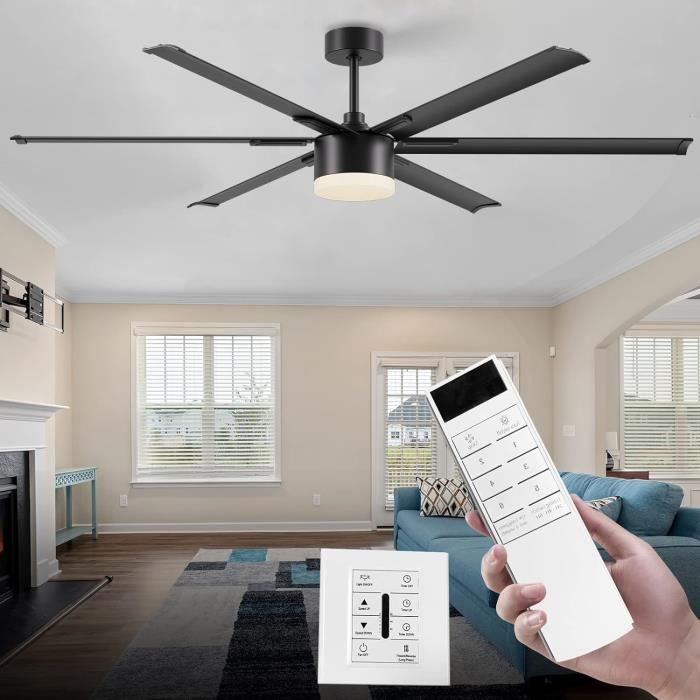 Ventilateur De Plafond Avec Lampe Intégrée, 183Cm Noir Grand ...