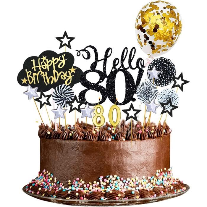 Lot De 80 Décorations De Gâteau D'Anniversaire,19 Pièces Pour 80 Ans,80 ...
