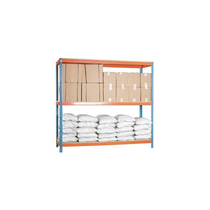 Étagère métallique 3 niveaux - SIMON RACK - KIT ECOFORTE - 1500 x 1200 x 750 mm - Bleu - Orange ...