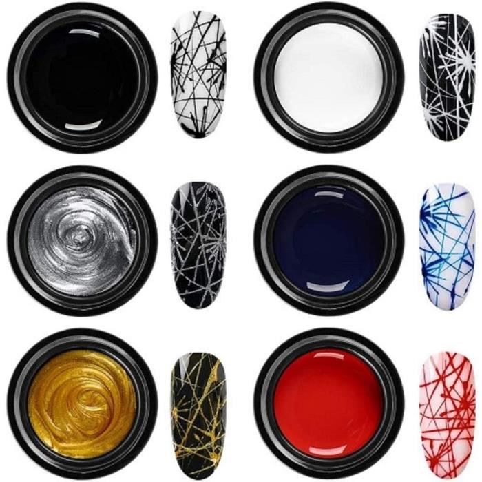 6 couleurs Spider Gel, Gel Matrix avec Gel Paint Design Nail Art Kit ...