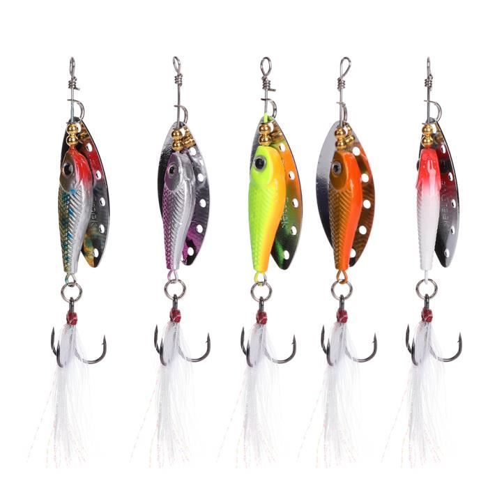 SURENHAP Appâts pour la pêche 5 PCS Leurre rotatif composite artificiel ...