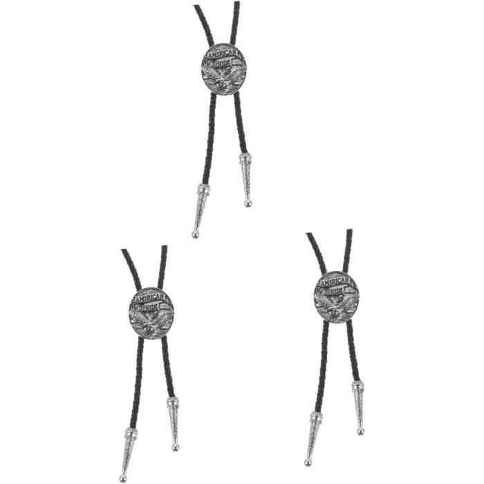 Cravate Western Homme 3 Pièces Bolo Décolleté En Cuir Pu Pendentif ...