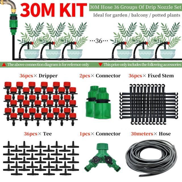 Arrosage automatique,30M Watering Kit--Système'irrigation goutte à goutte pour serre 5m 50m ...