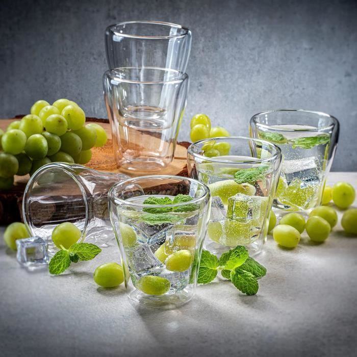 Verres à double paroi, set, 250ml, verres thermiques en verre ...