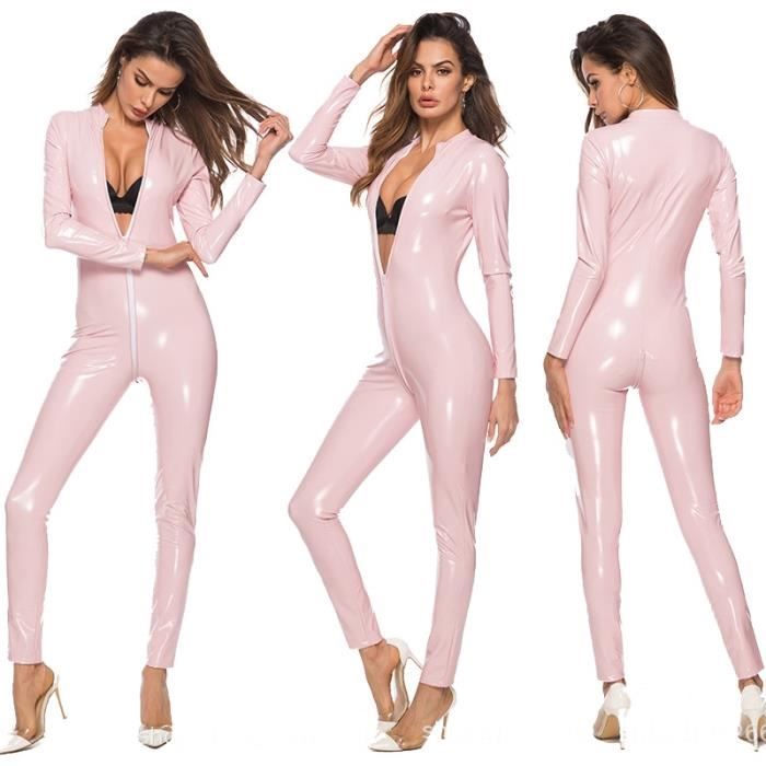 Combinaison Sexy Femmes Chaudes Faux Cuir Catsuit Pvc Latex Body Avant