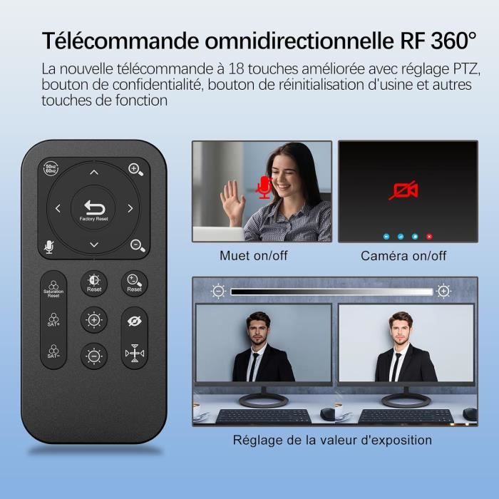 Webcam 4K Avec Télécommande - Une Caméra Pc Usb Équipée D'Un Capteur De ...