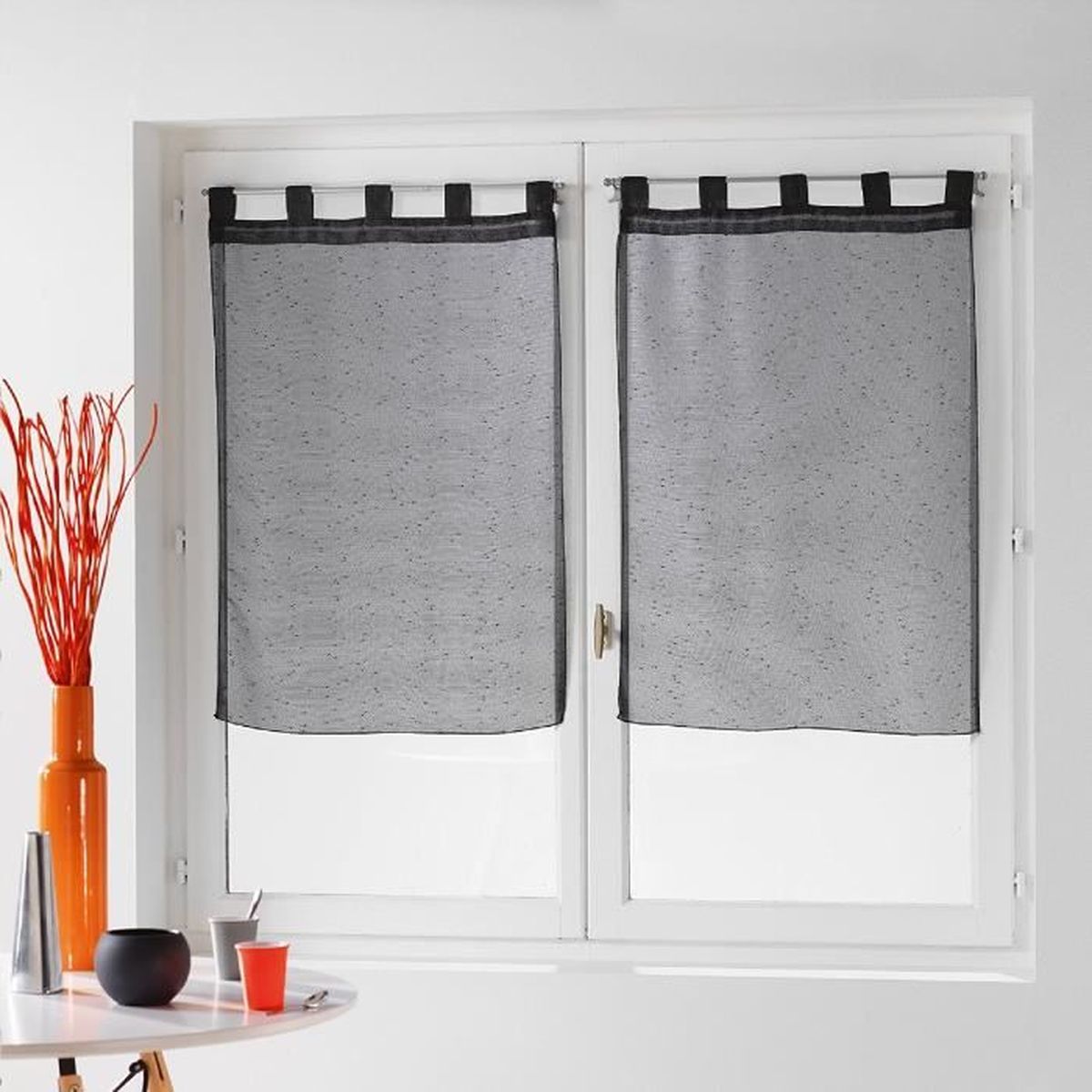 Une paire de rideau voilage 60 x 120 cm coupe dand - Cdiscount Maison