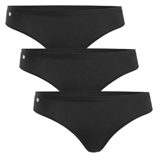 Celodoro Femme String Tanga Basic (lot de 3) Mini-Culotte - Noir Noir ...