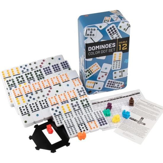 Dominos familiaux Douze Dominos dans une boîte en métal classique 91 ...