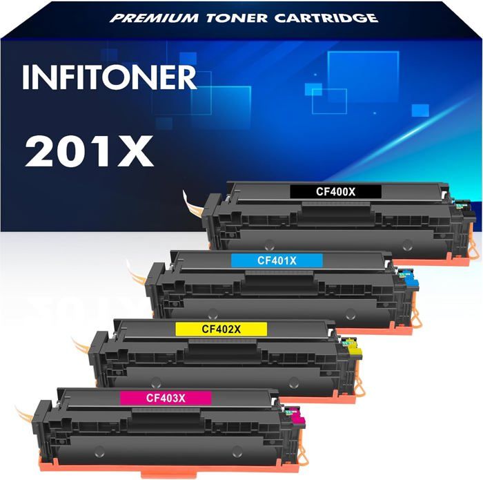 (4-Pack) 201X 201A CF400X CF400A Cartouche Toner pour HP Color Laserjet ...