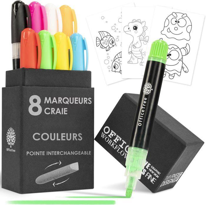 8x Marqueur Craie Effacable Coloré - 1mm à 15mm Pointes ...