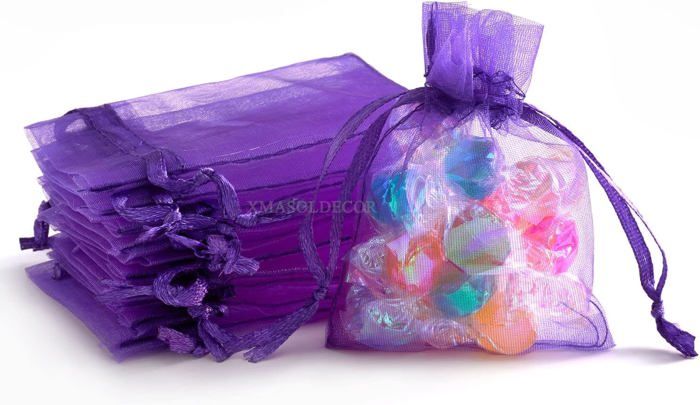 50Pcs Violet Sacs Organza 7X9Cm, Sacs Cadeaux En Organza Pochette À ...