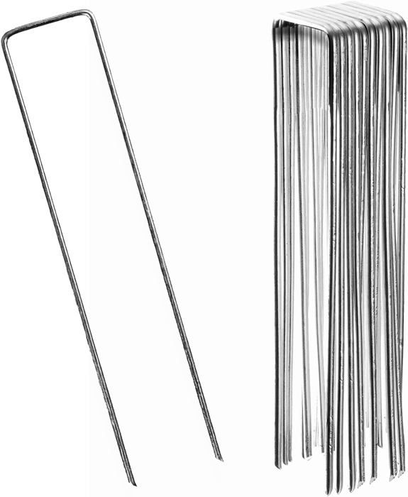 10 Agrafes Fixation Paillage Acier galvanisé Ø 3 mm H17 cm L3.5cm - Piquet pour Fixer Toiles ...