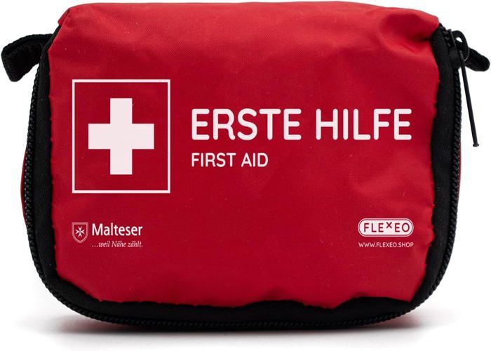 FLEXEO trousse de premiers secours complete mini rouge, 29 pièces, idéale pour randonnée ...