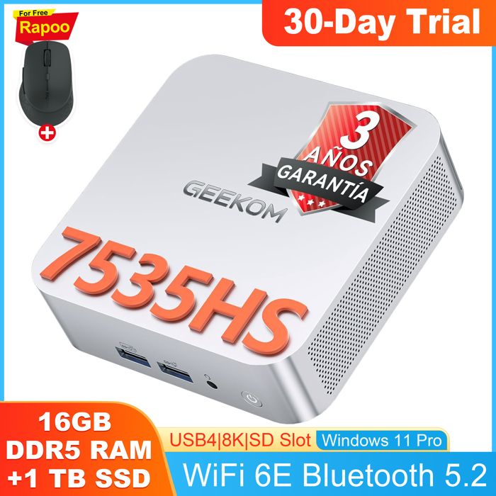 GEEKOM A7 Mini PC AMD Ryzen 5 7535U, Radeon 660M, 16 Go DDR5 1To SSD ...