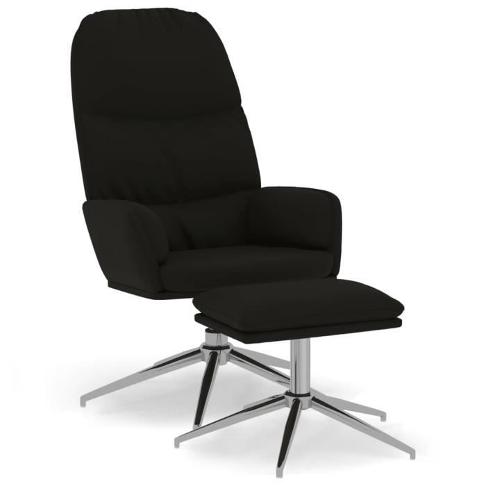 Chaise de relaxation avec tabouret Noir Similicuir daim ...