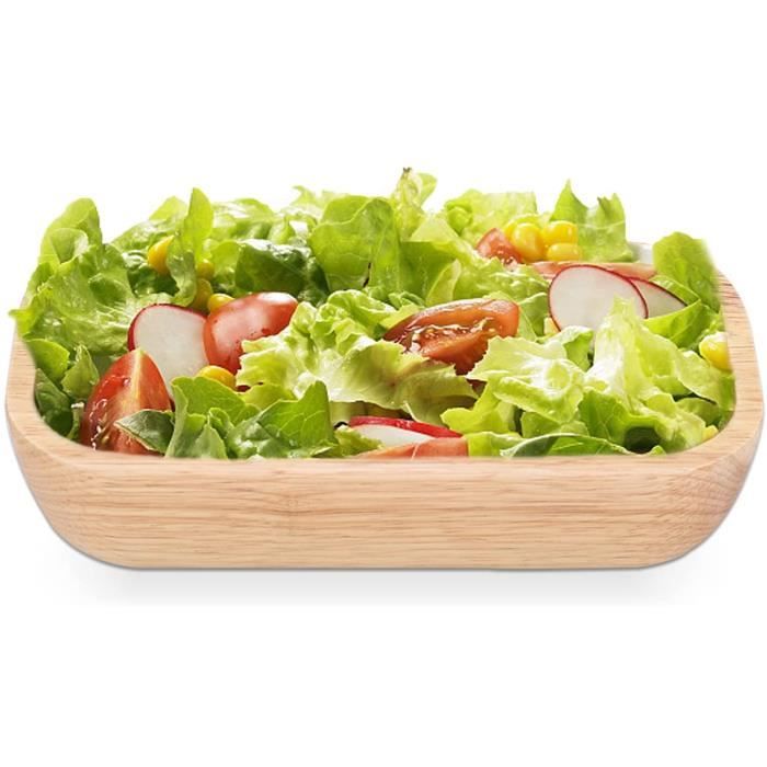 Bol de Service en Bois, Saladier en Bois de Rectangle Bol à Fruits ...