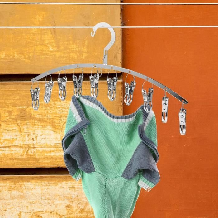 Etendoir Inox Crochet Mural Clips Cintre Portemanteau Mural Muraux ...