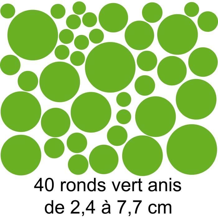 40 ronds Stickers autocollants en VERT ANIS - Cdiscount Maison