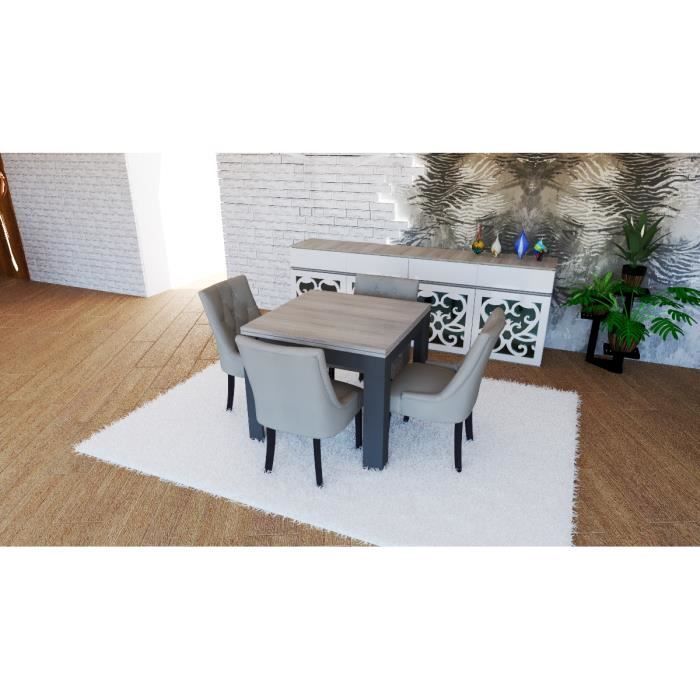 Mody Table à manger extensible 80-160 cm Gris - Cdiscount Maison