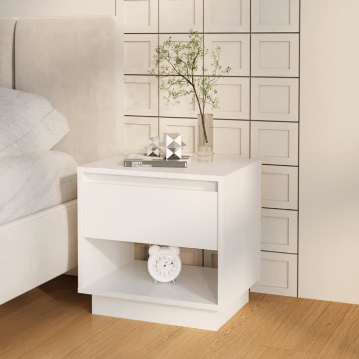 CESAR Tables de chevet 2 pcs Blanc brillant 45x34x44 cm Aggloméré ...
