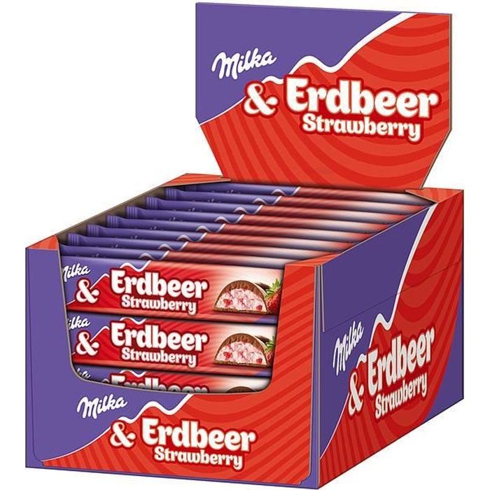 Milka & Strawberry (Fraise) Chocolate Barres 36,5g (Pack de 36 ...