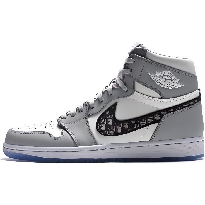Dior X Air Jordan 1 high og White Ash blanc et gris Blanc - Cdiscount ...