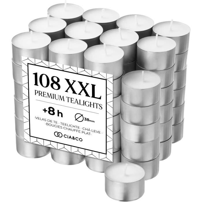 CiaCo - Lot de 108 bougies chauffe-plat XXL, longue durée, 8 heures ...