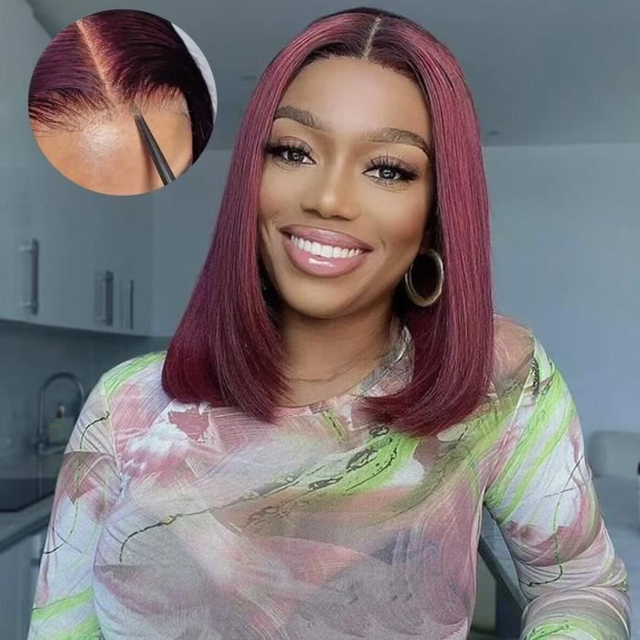 Wear And Go Perruques Glueless Bob Wig Hd Pre-Cut Lace 180% Density Pre ...