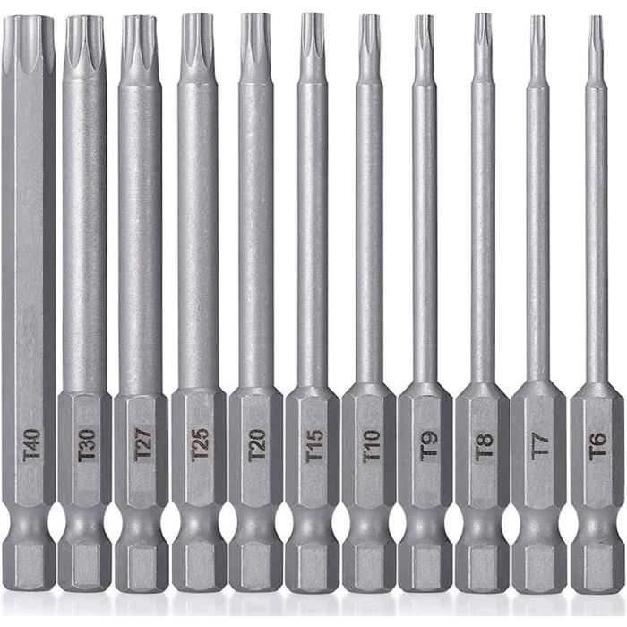 11Pcs Jeu D'Embouts De Tournevis Torx 100Mm Set De Tournevis Magnétiques En Acier S2 Tournevis ...
