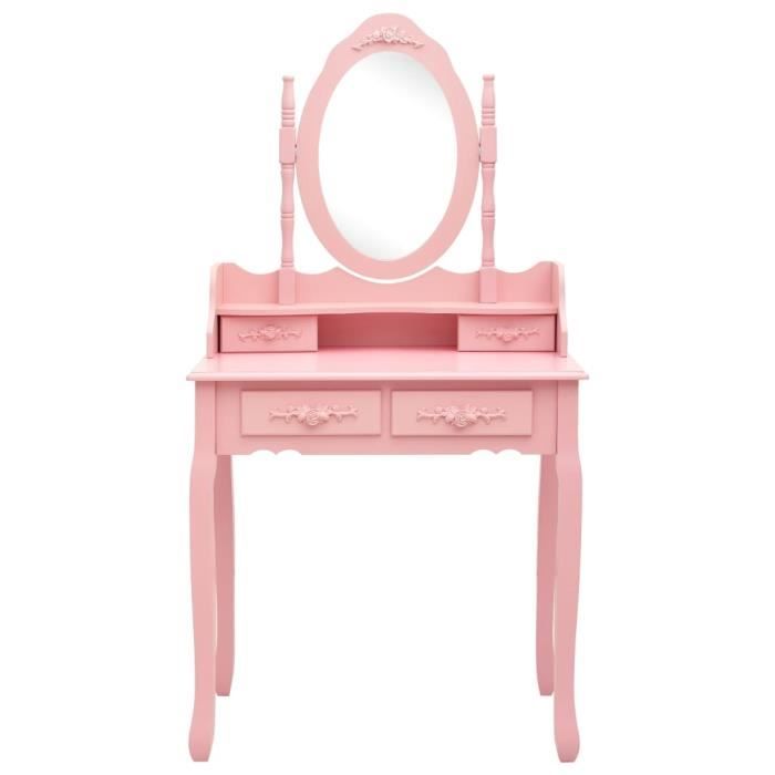 Ensemble de coiffeuse avec tabouret Rose 75x69x140 cm Paulownia - YOSOO ...