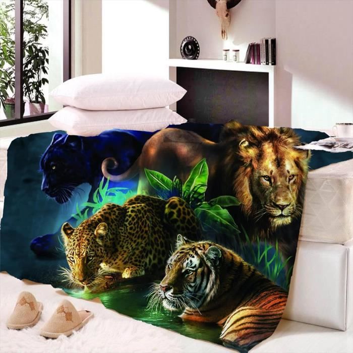 Couvertures Et Plaids 70X100 Cm Motif De Lion Animal Plaid Polaire 3D ...