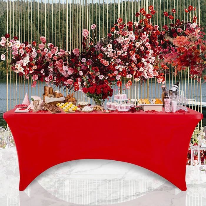 Nssonbe 1 Packs Nappe De Table Elastique Rouge - Housse De Table En ...