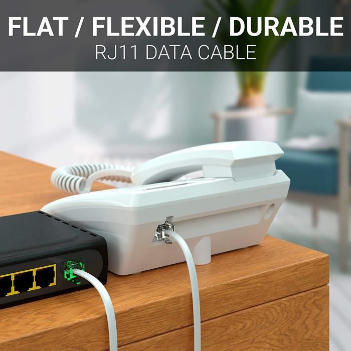 Câble RJ11 pour Téléphone Fixe et Câble Téléphone Fixe RJ11 à RJ11 ...