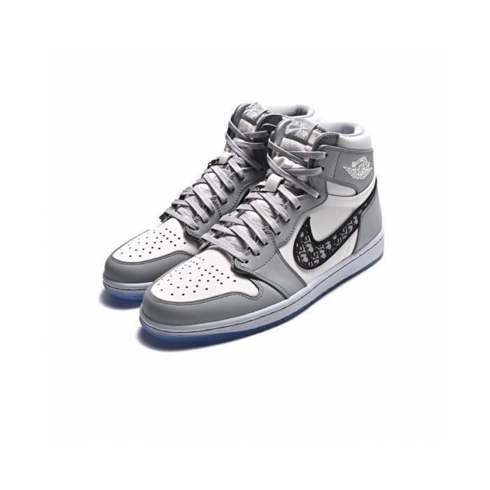 Dior X Air Jordan 1 high og White Ash blanc et gris Blanc - Cdiscount ...