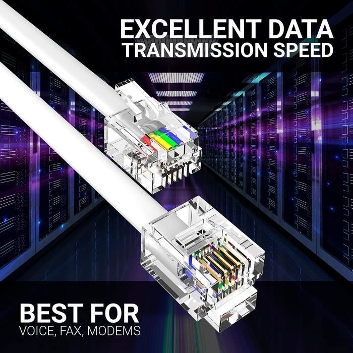 Câble RJ11 pour Téléphone Fixe et Câble Téléphone Fixe RJ11 à RJ11 ...