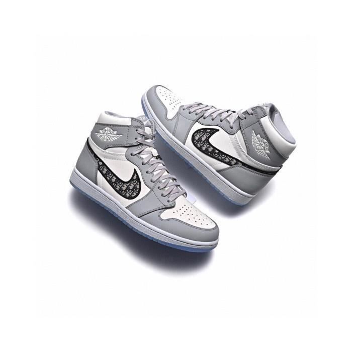 Dior X Air Jordan 1 high og White Ash blanc et gris Blanc - Cdiscount ...