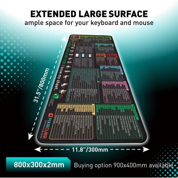 Tapis De Souris Avec Touches De Raccourci Excel - Grand Tapis De Jeu Xl ...