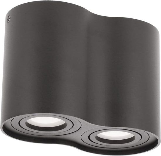 Spot double en saillie SKAND 2 GU10 Luminaire plafonnier rond noir ...
