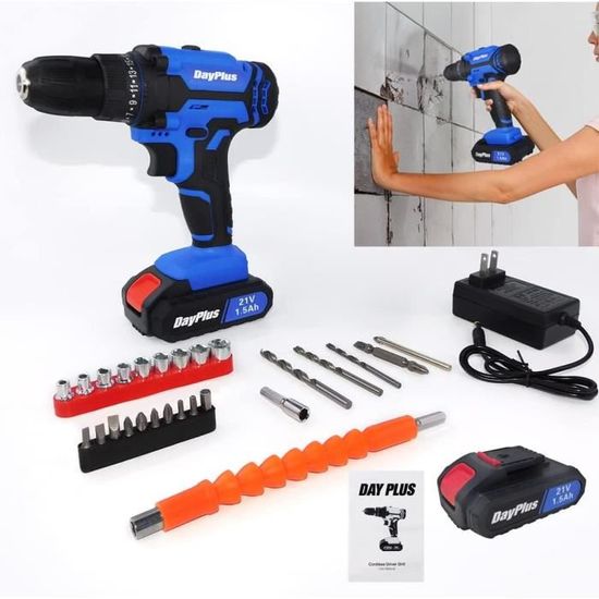 Perceuse-Visseuse À Batterie Sans Fil, Perceuse-Visseuse Manuelle 21 V ...