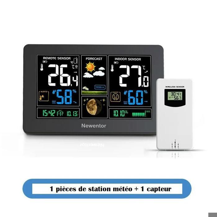 Station Météo sans Fil avec Capteur Intérieur ou Extérieur, Thermomètre, Hygromètre, Baromètre ...